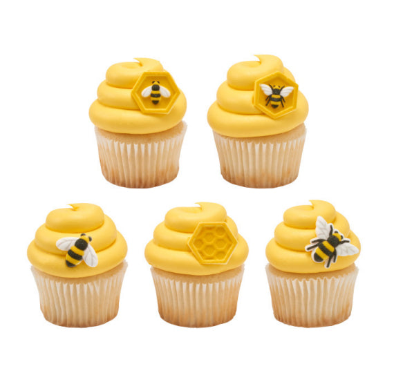 Shop Honey Bees Sugar Toppers, Edible Bee Cupcake + Cake Toppers ...