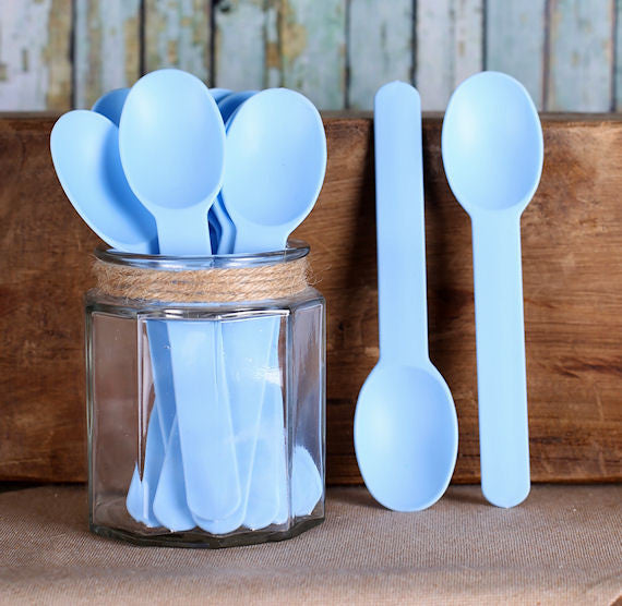 SALE Biodegradable Ice Cream Spoons: Light Blue Dessert Spoons 50CT ...