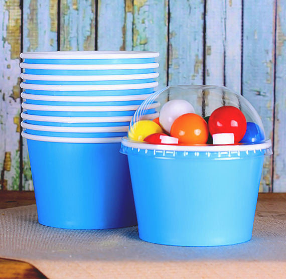 SALE Large Blue Ice Cream Cups 8oz: Add Clear Domed Lids or 50CT ...