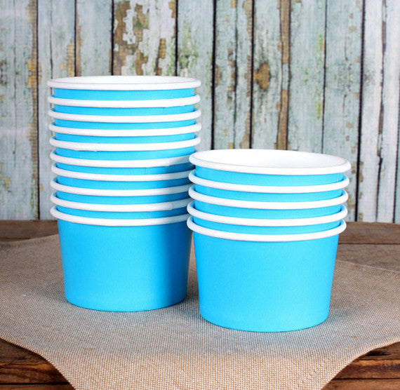 SALE Small Blue Ice Cream Cups 4oz: Add Flat or Clear Domed Lids 18CT ...