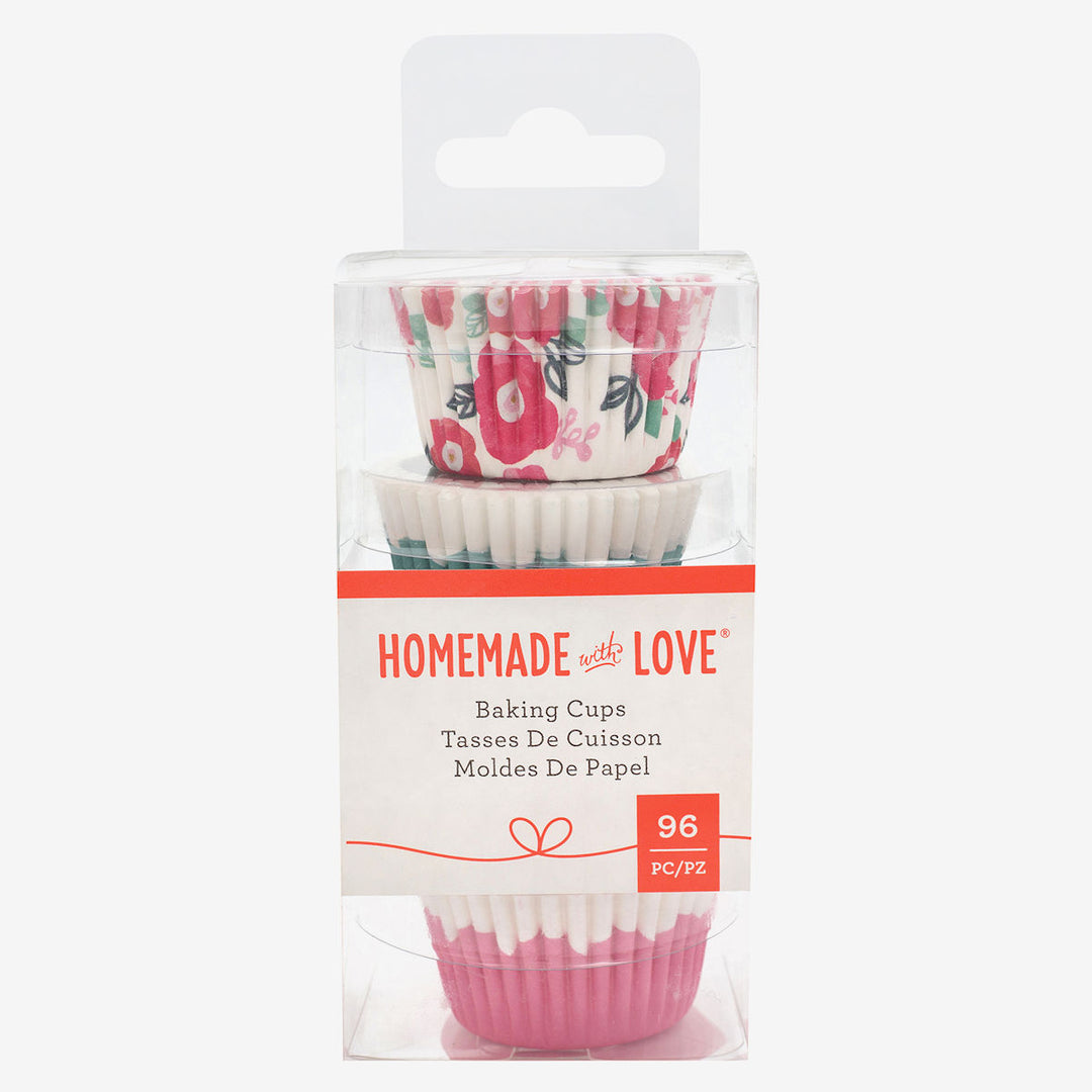 SALE Mini Cupcake Liners Set: Pink & Teal Floral Mini Baking Cups ...