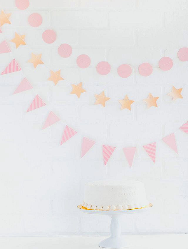 Shop Mini Party Banners: Light Pink Paper Banners – Sprinkle Bee Sweet